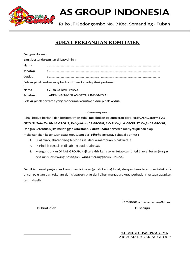 SURAT KOMITMEN | PDF