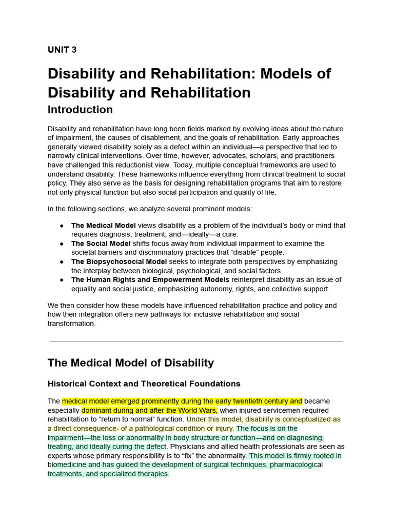 Paper 1unit 3 | PDF | Disability | Empowerment
