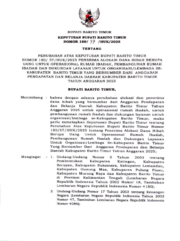 SK Penerima Hibah Operasional, Pembangunan & Duklay Ta.2025 | PDF