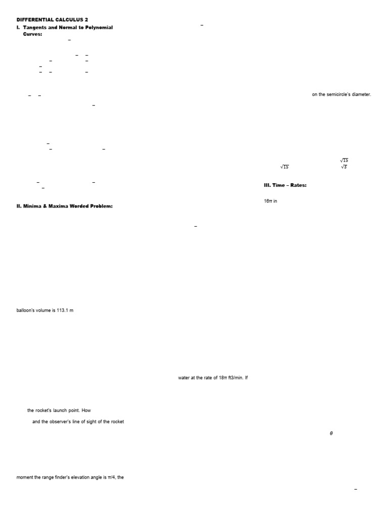 Week 2 Differential Calculus 2 | PDF | Tangent | Differential Calculus