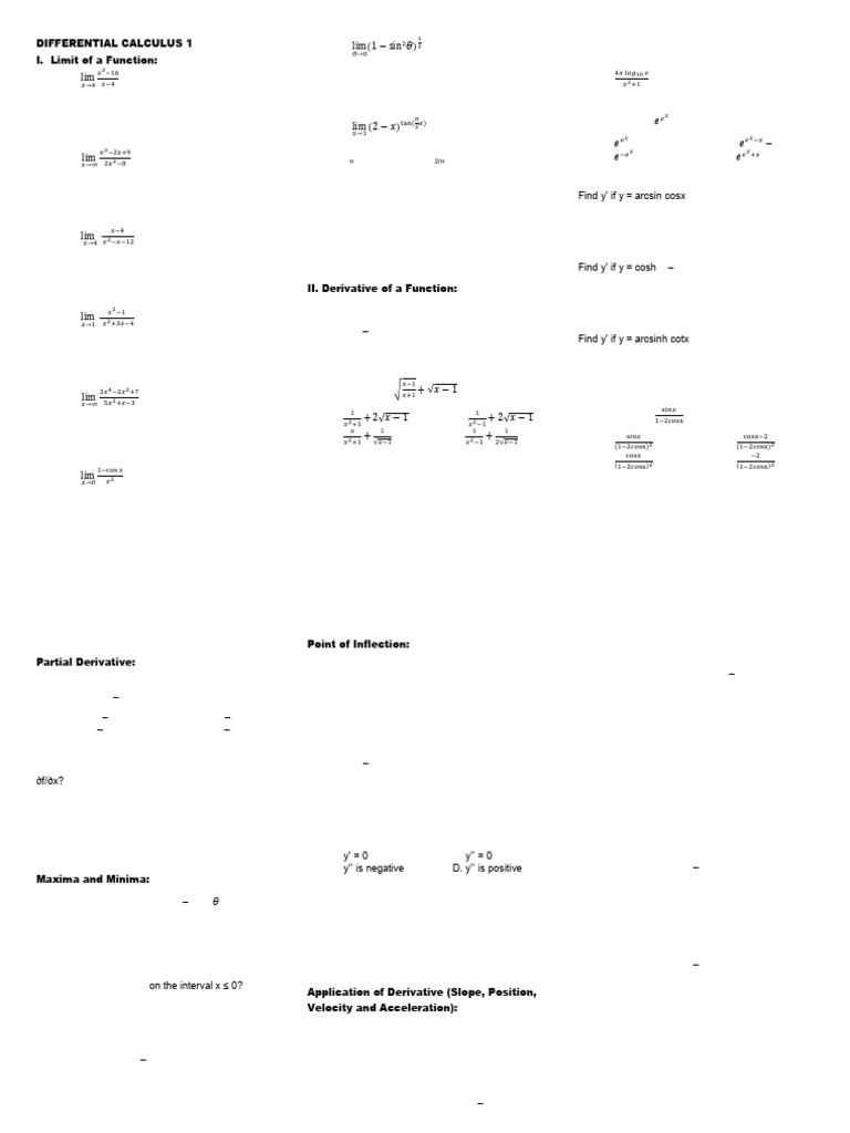 Differential Calculus 1 | PDF | Mathematical Relations | Analysis