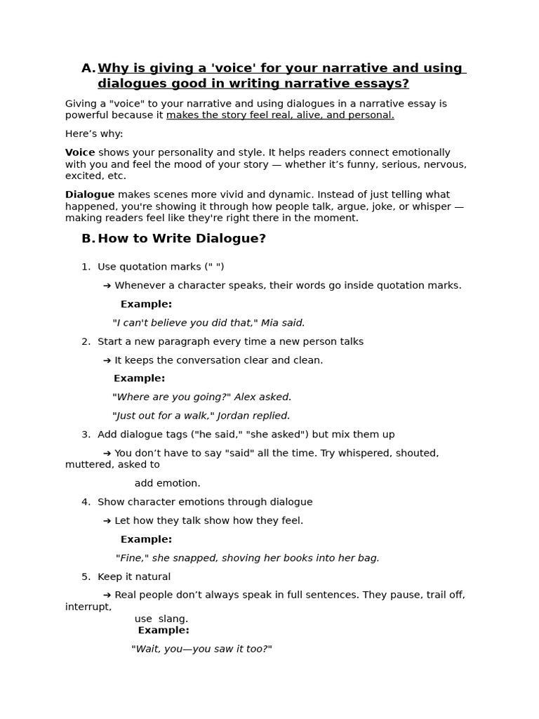 Why is giving a'voice' for your narrative and using dialogues (1) | PDF