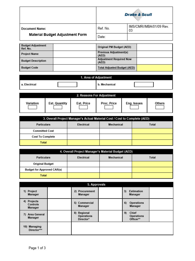 12 - Budget Adjustment Form - Material - (IMS-CMR-MBA-01-09-REV 03 ...