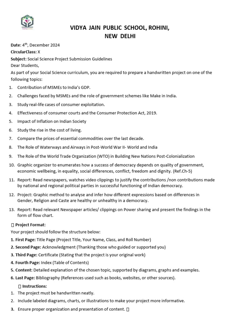 SST Class 10th Project Circular | PDF | Cost Of Living | Economies