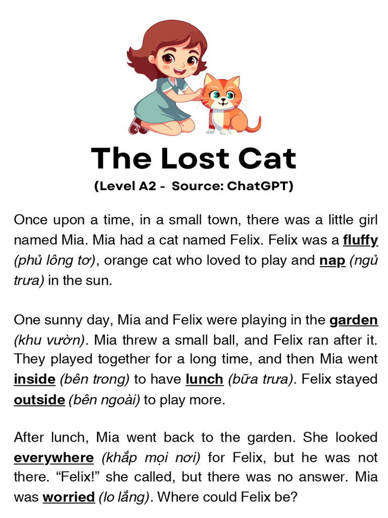 Mia's Lost Cat Adventure | PDF