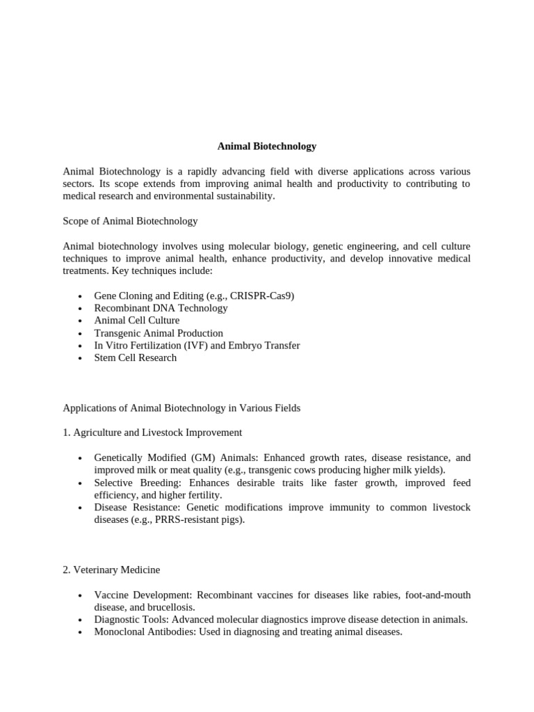 Animal Biotechnology | PDF | Biotechnology | Genetic Engineering