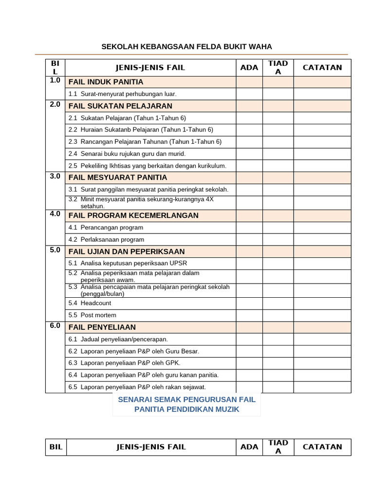 337675272-Senarai-Semak-Isi-Kandungan-Fail | PDF