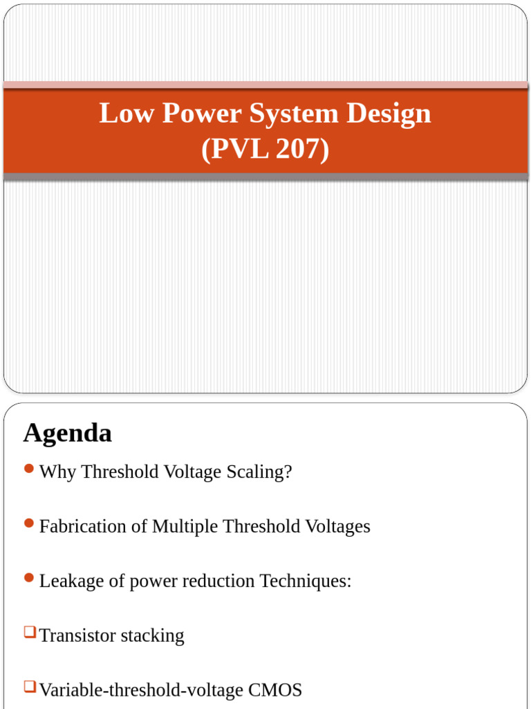 PVL 207 Lec 14 (Leakage Current Minimization) | PDF | Cmos | Mosfet