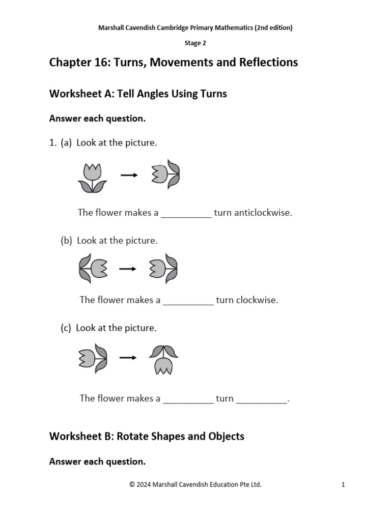 Primary Math: Turns and Reflections Worksheets | PDF | Shape | Space
