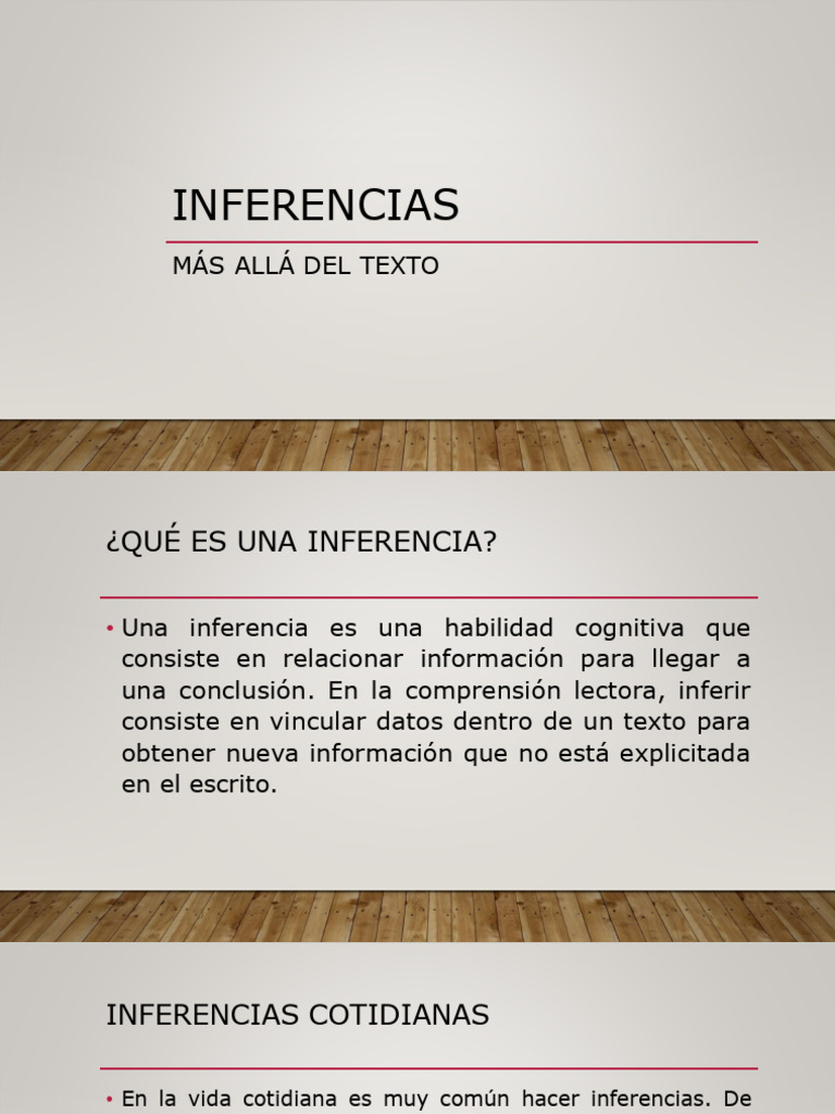Presentaci N de Inferencias 1604746595 | PDF | Inferencia | Comprensión lectora