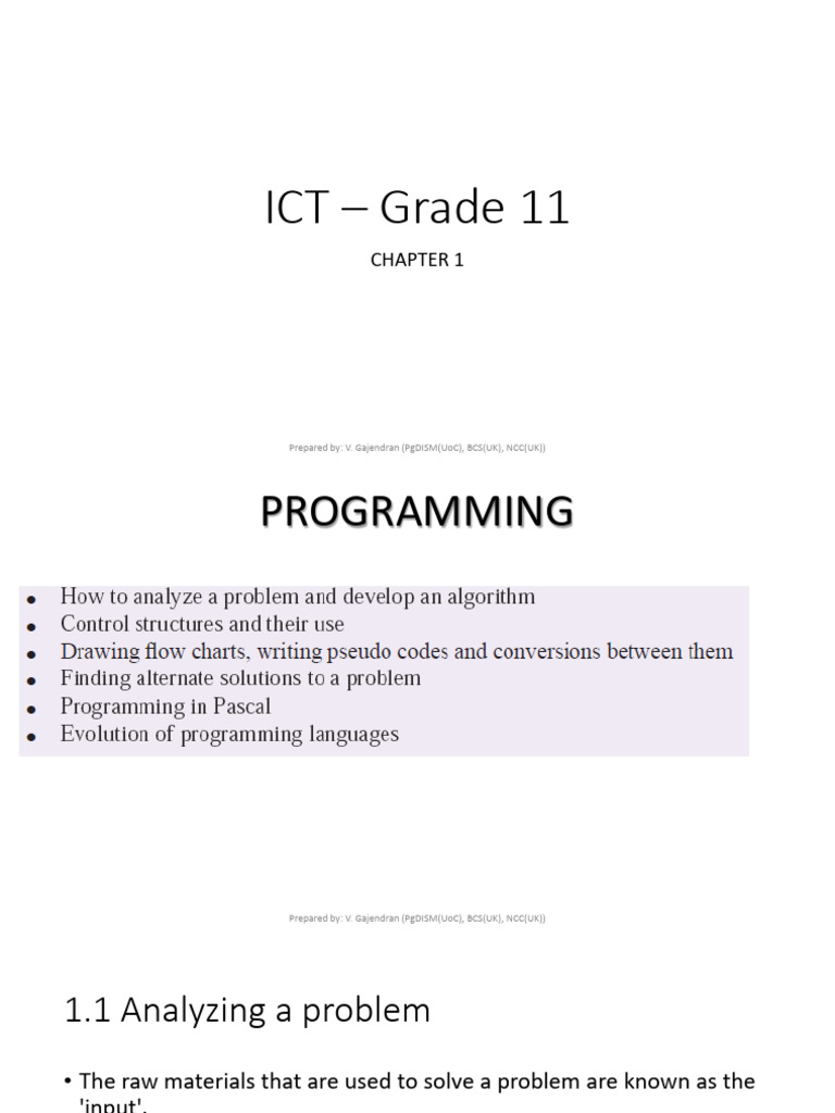 Grade 11 ICT: Problem Solving Basics | PDF | Algorithms | Computer ...
