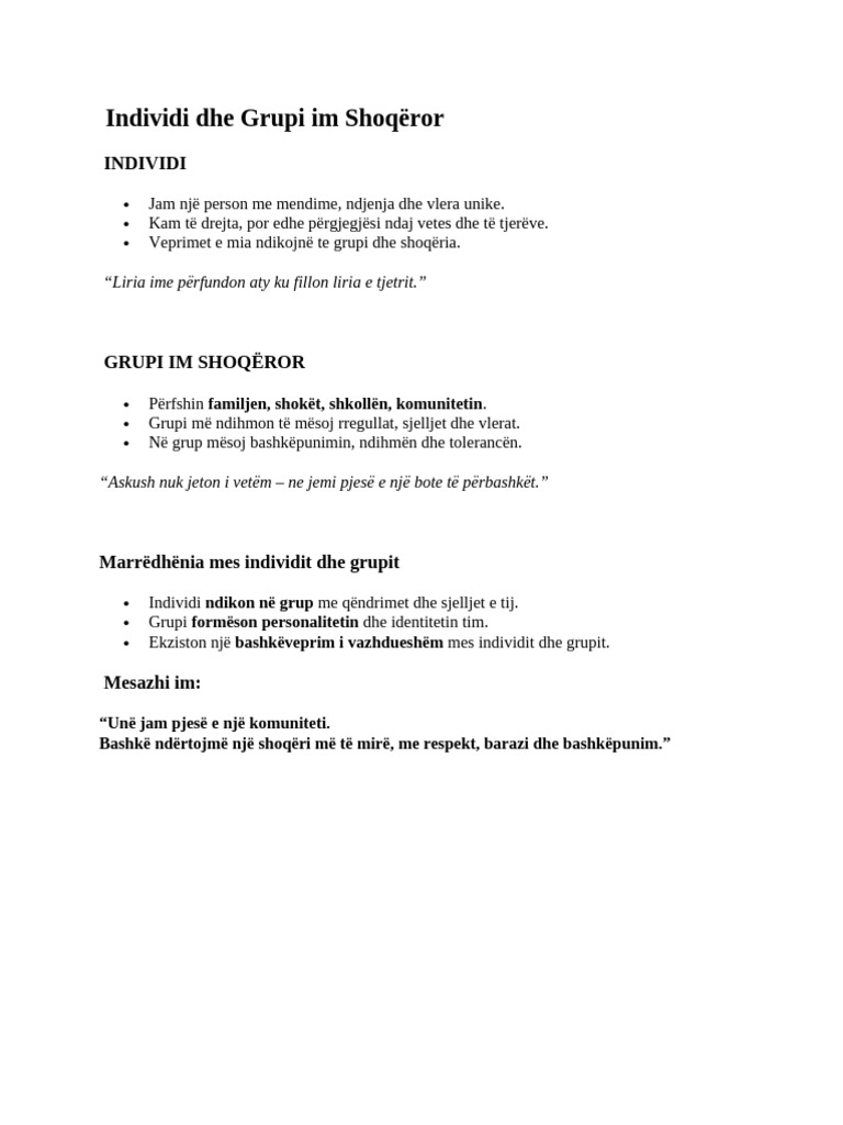 Individi Dhe Grupi Im Shoqëror | PDF