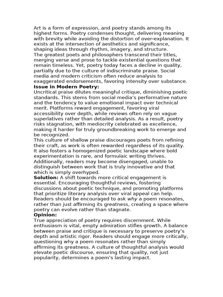 Reviving Depth in Modern Poetry | PDF | Poetry | Liberal Arts Education