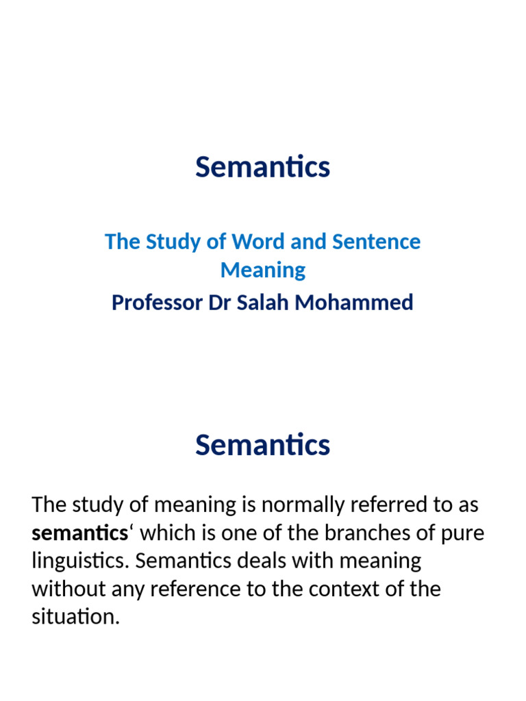 Understanding Semantics in Linguistics | PDF | Lexicon | Semantics