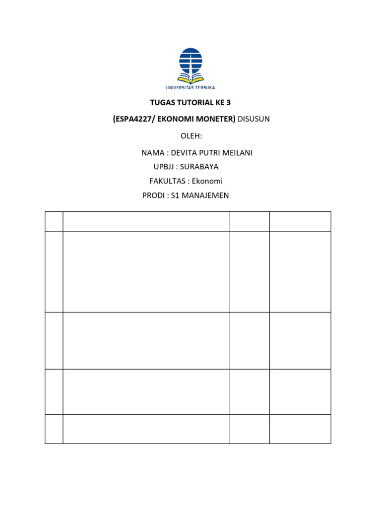 Tugas - 3 - Ekonomi - Moneter (DEVITA PUTRI M) | PDF