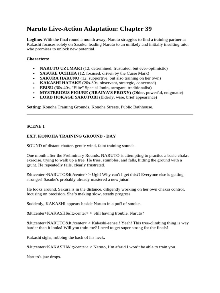 Naruto Live Action Adaptation - Chapter 39 | PDF