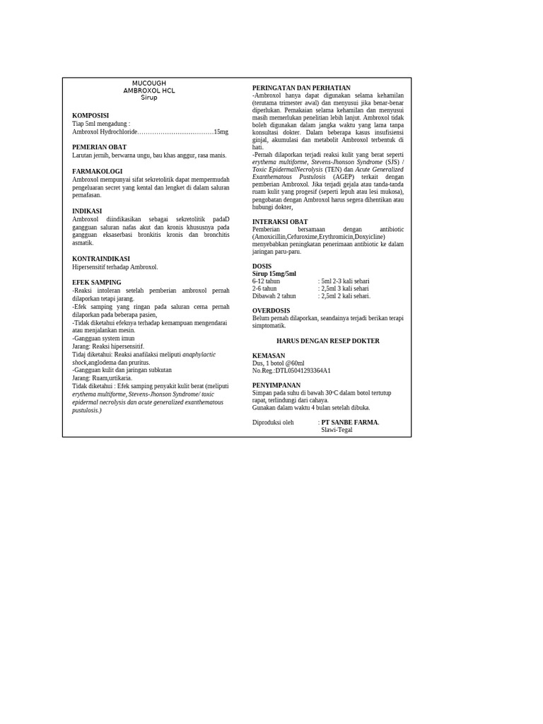 Sirup Ambroxol HCL untuk Saluran Pernapasan | PDF