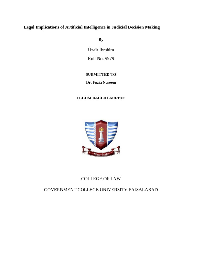 Legal Implication of Artificial Intelligence in Judicial Decision ...