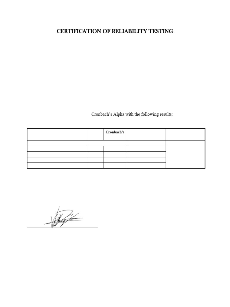Reliability Testing Certification Document | PDF