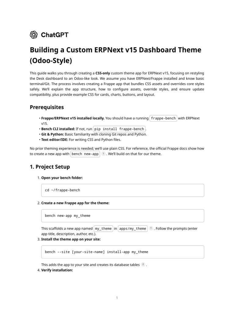 Custom ERPNext v15 Odoo Theme Guide | PDF | Software | Software Engineering