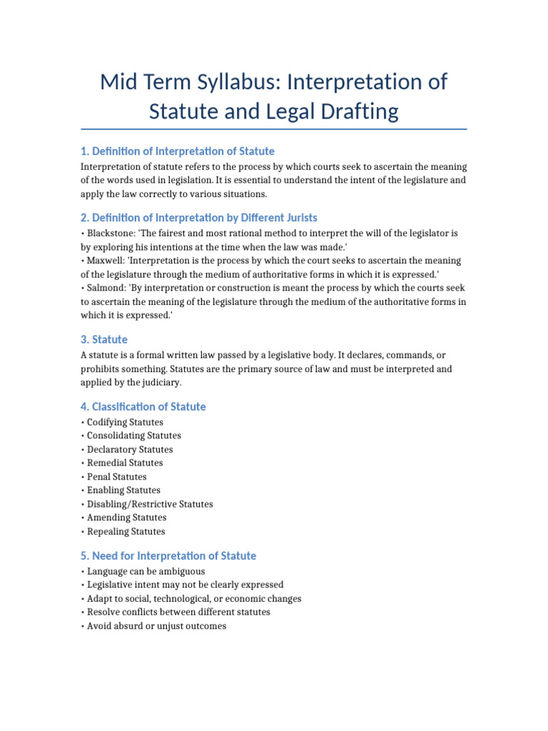 Interpretation of Statute Syllabus | PDF | Statutory Interpretation ...