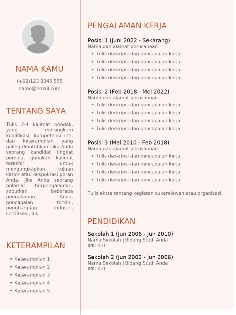 Template CV Kosong untuk Diisi | PDF