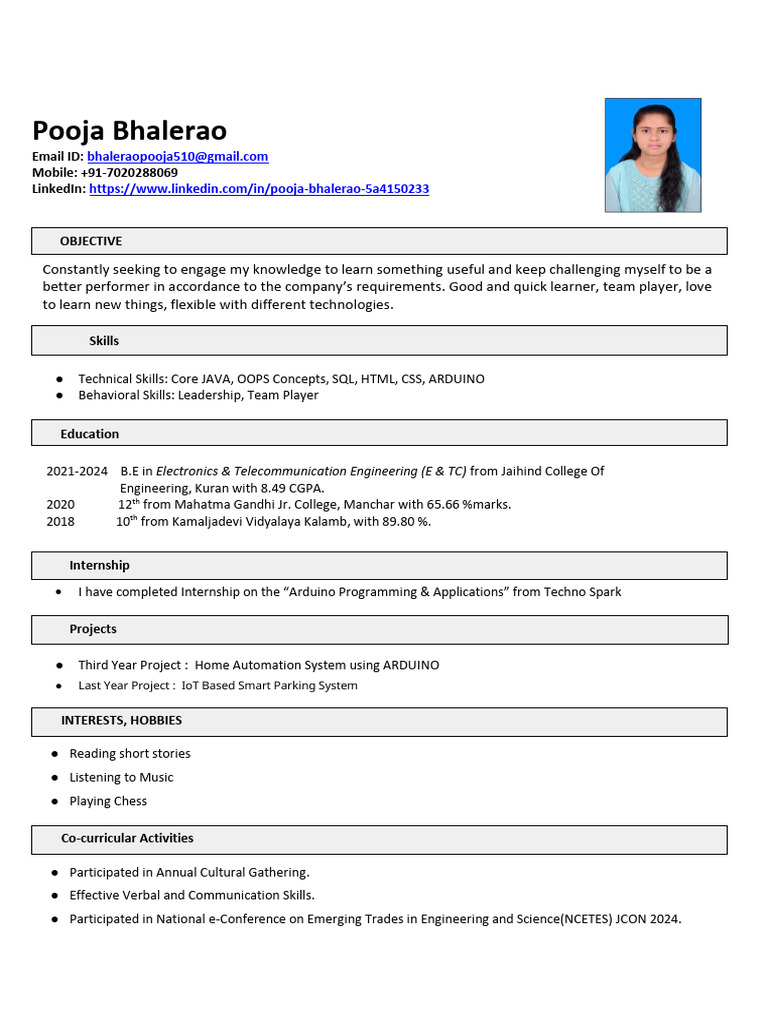 Pooja Bhalerao CV | PDF
