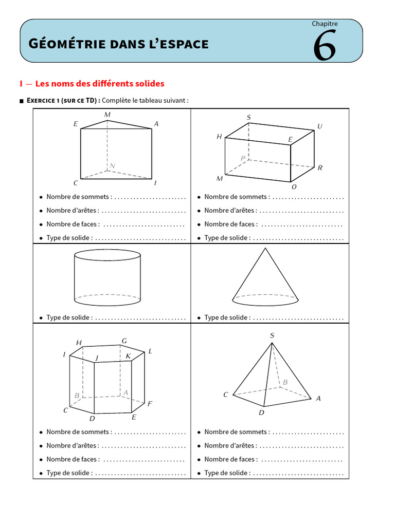 Solides géométriques : caractéristiques et volumes | PDF | Formes ...