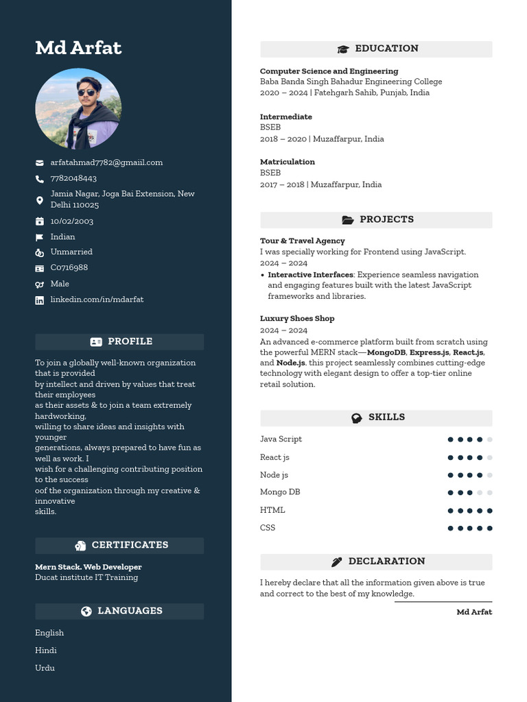Md-Arfat-FlowCV-Resume-20240902 | PDF | Java Script | Software Development