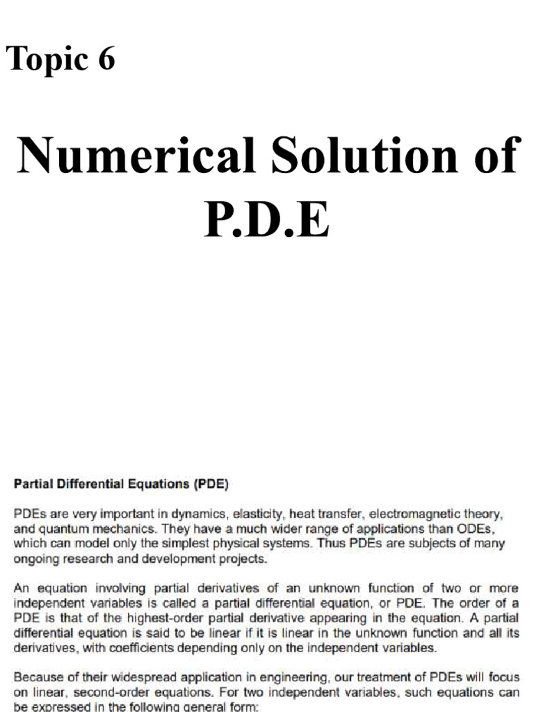Topic 6 Numerical Solution of PDE | PDF