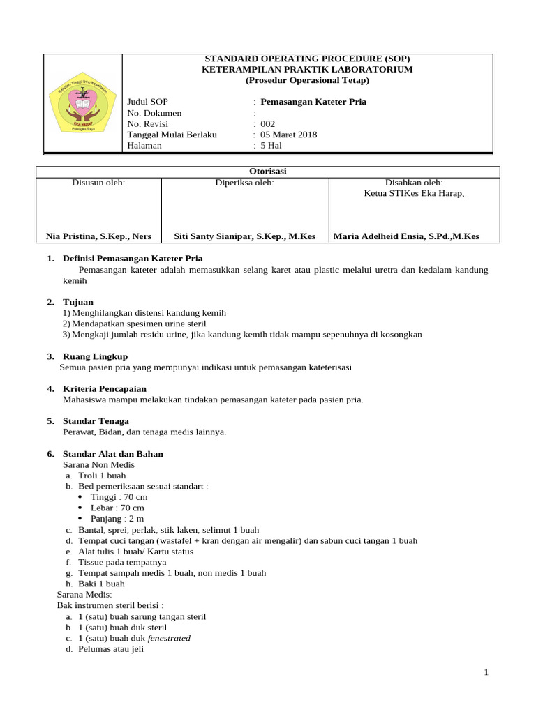 SOP Pemasangan Kateter Pria | PDF