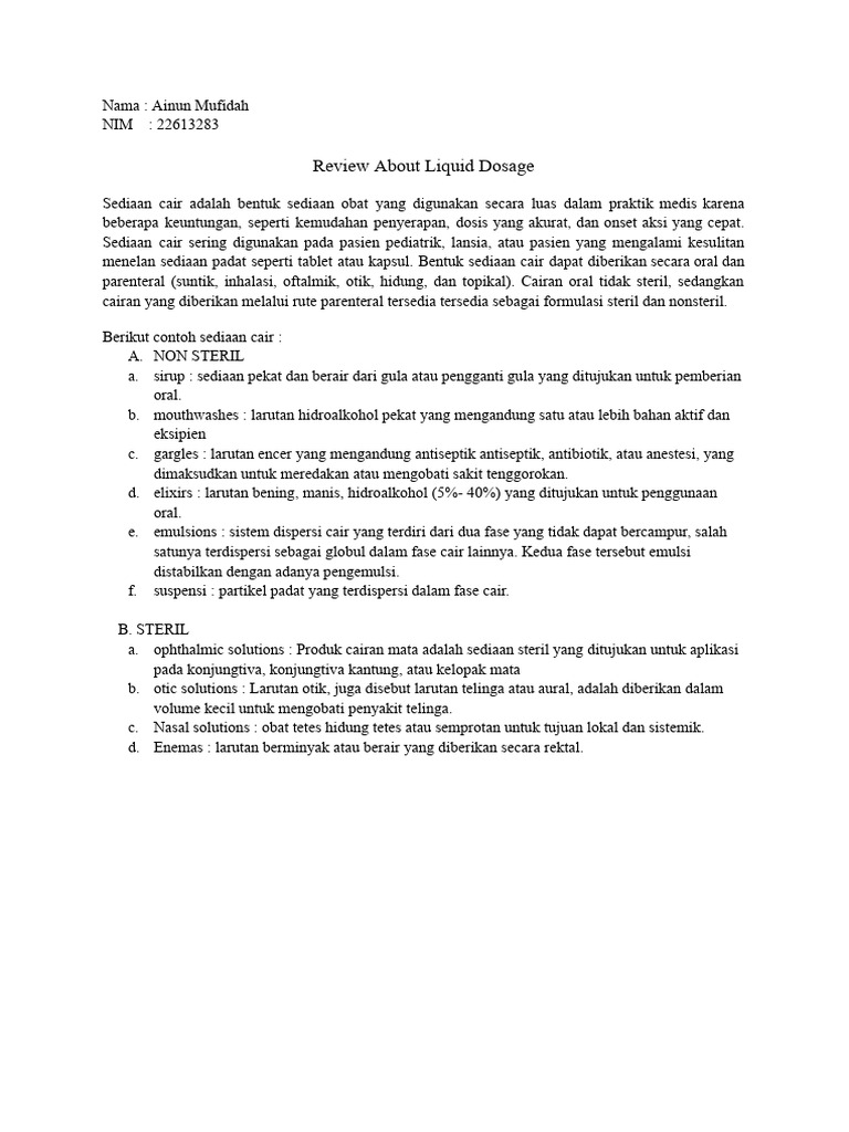 Review About Liquid Dosage | PDF