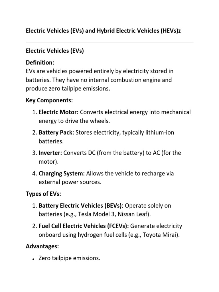 Electric and Hybrid Vehicle Overview | PDF | Electric Vehicle | Hybrid ...