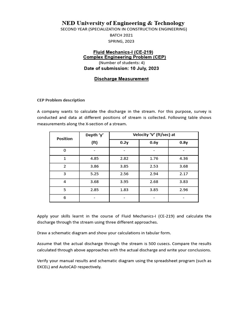 Complex Engineering Problem-Final | PDF | Discharge (Hydrology)