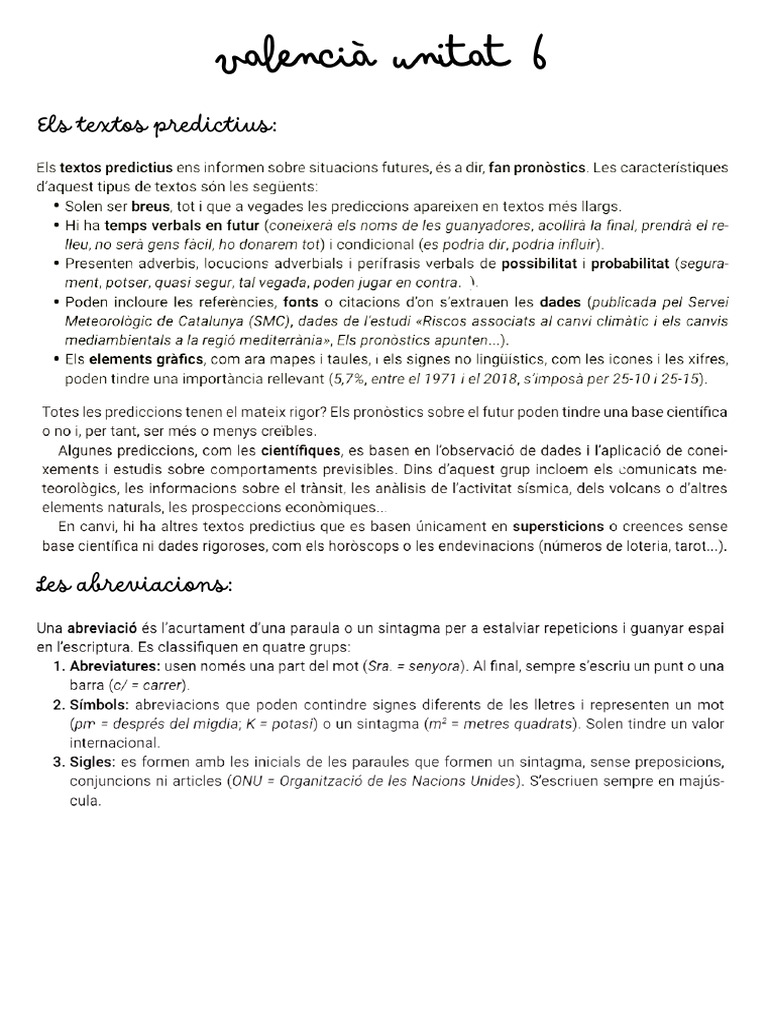 Valencià Unitat 6 | PDF