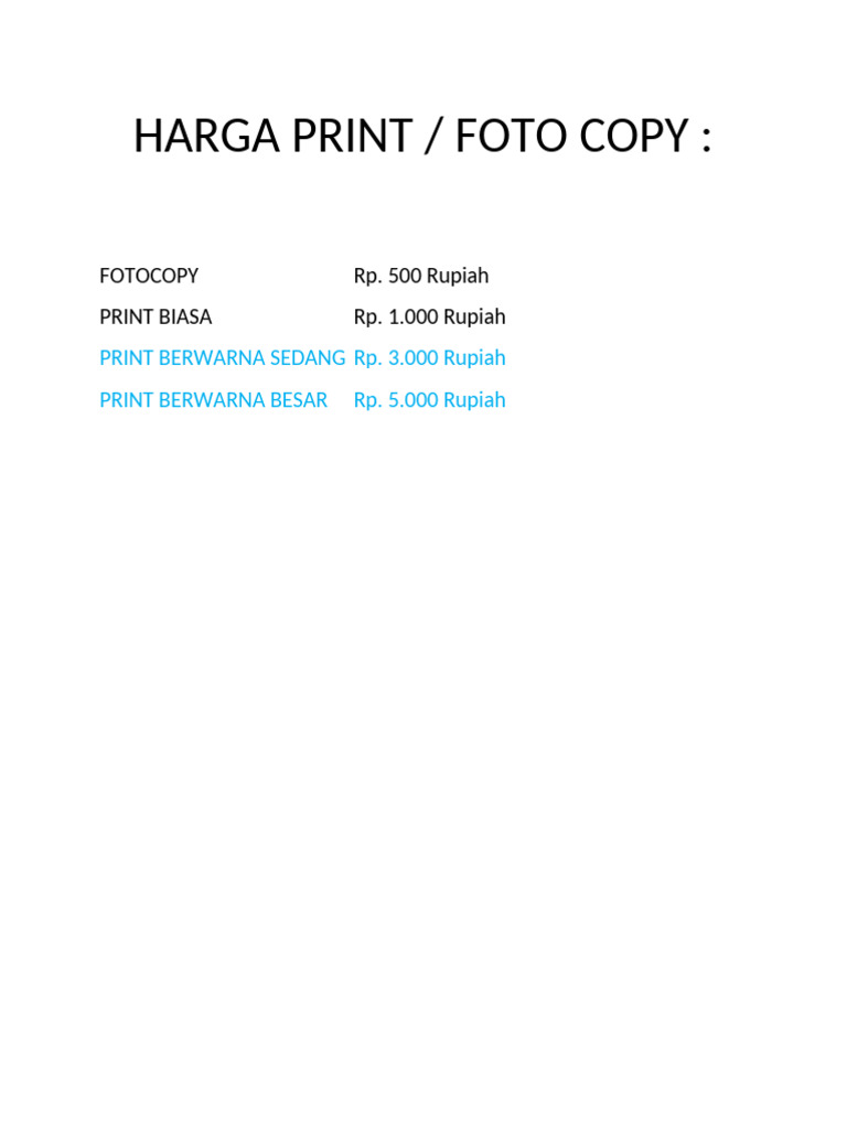 Harga Print | PDF