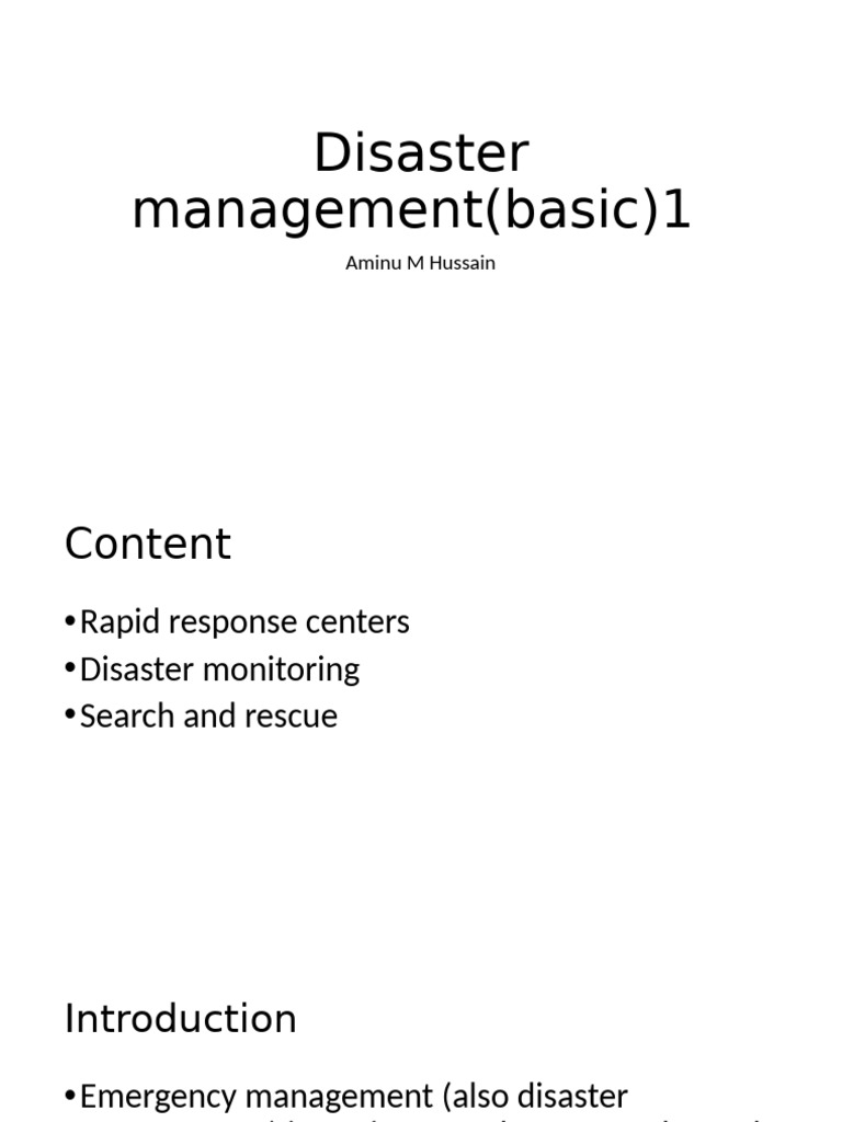 Disaster Management (Basic) 1 | PDF | Emergency Management | Emergency