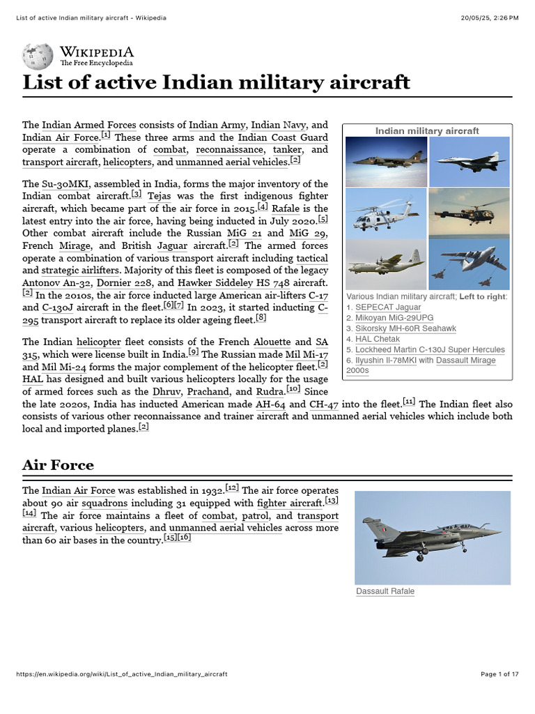 List of Active Indian Military Aircraft - Wikipedia | PDF | Military ...