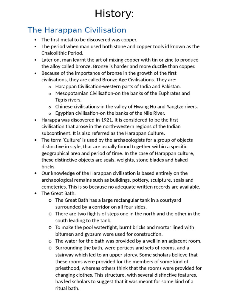 Harappan Civilsation-Notes | PDF