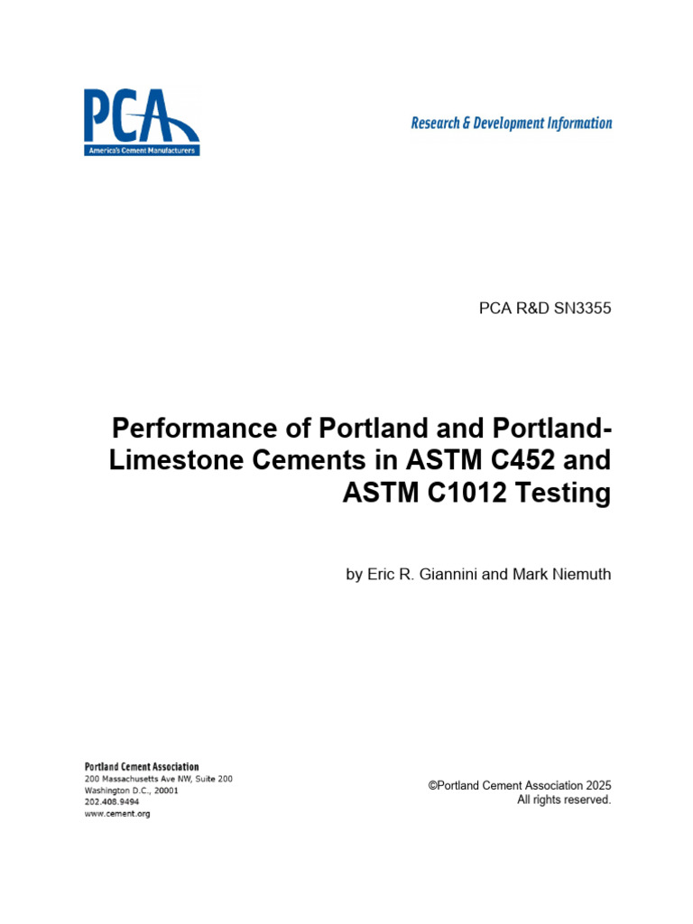 ASTM C452 Performance of Cements | PDF | Cement | Concrete