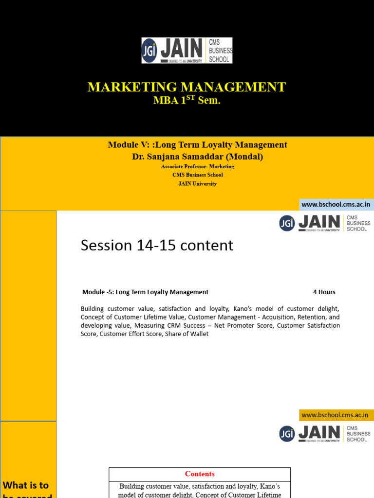 MARKETING MANAGEMENT - Module V | PDF | Customer Relationship ...