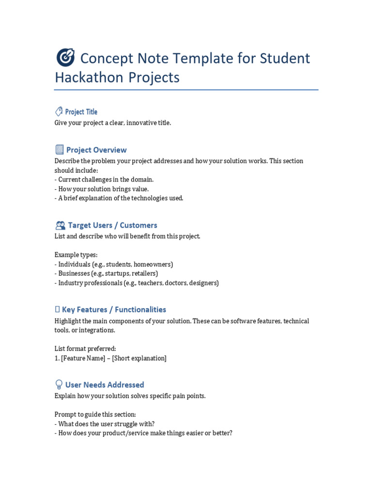 Student Hackathon Concept Note Template | PDF