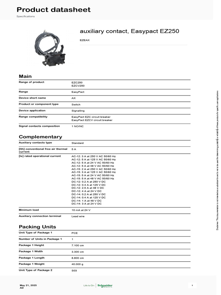 Schneider Electric - EasyPact-EZC - EZEAX | PDF | Recycling | Electricity