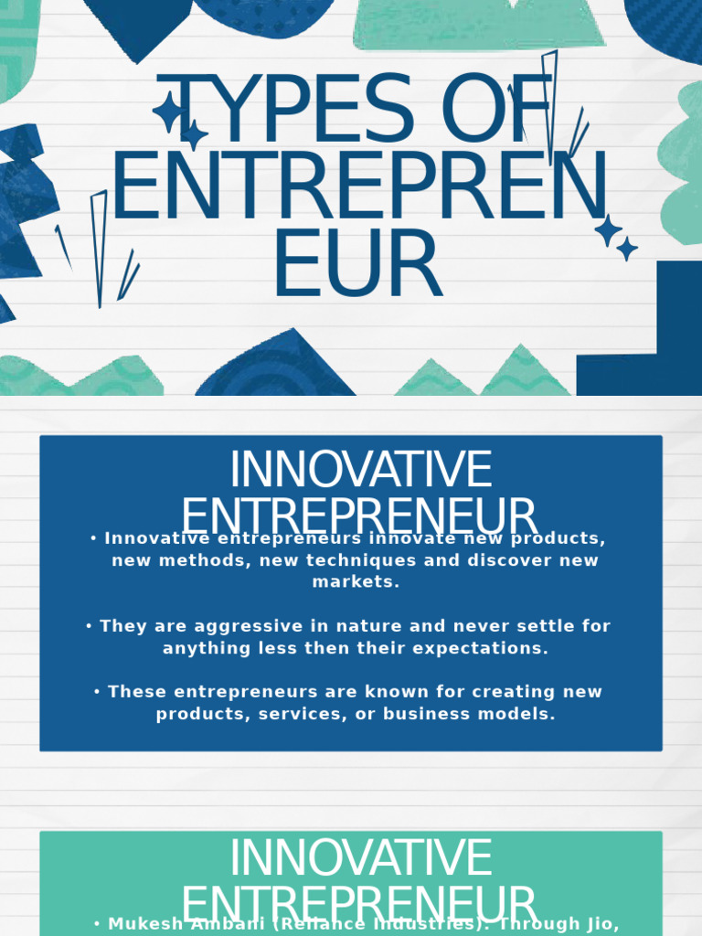 Types of Entrepreneur | PDF | Entrepreneurship | Innovation