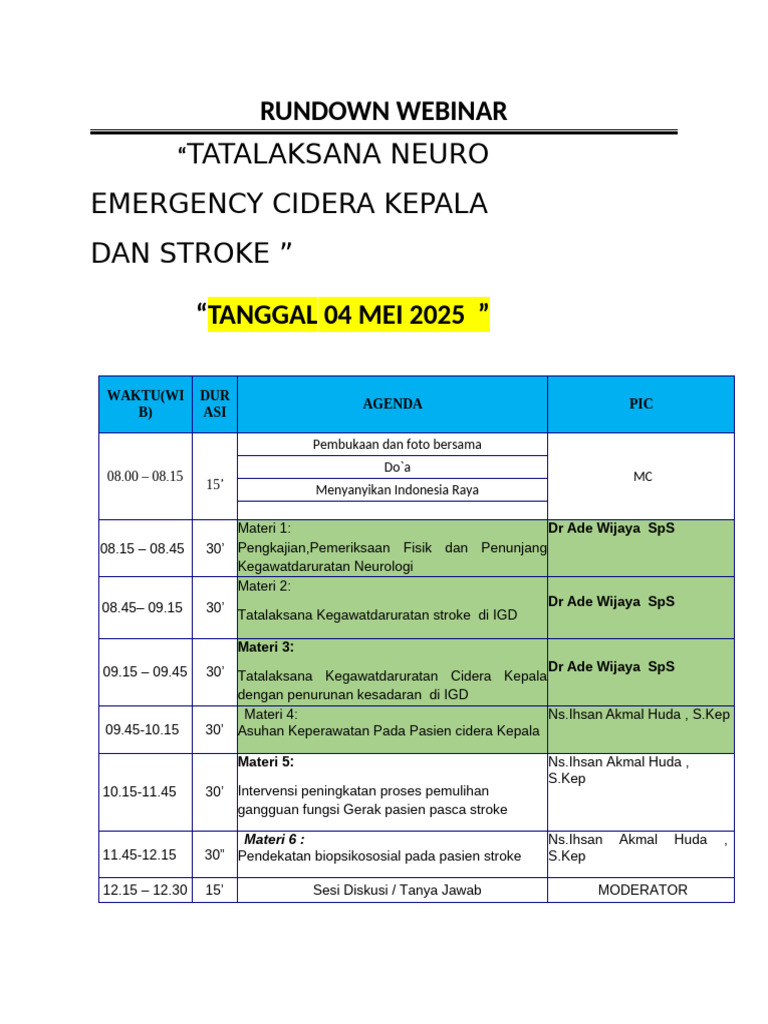 Webinar Tatalaksana Kegawatdaruratan Neurologi | PDF