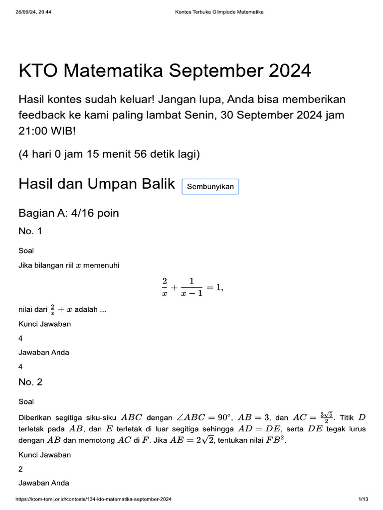 Hasil KTOM September 2024 | PDF
