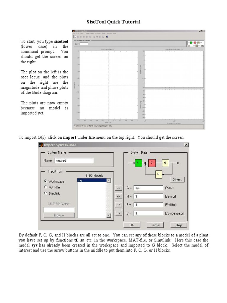SisoTool Tutorial | PDF | Control Theory | Applied Mathematics