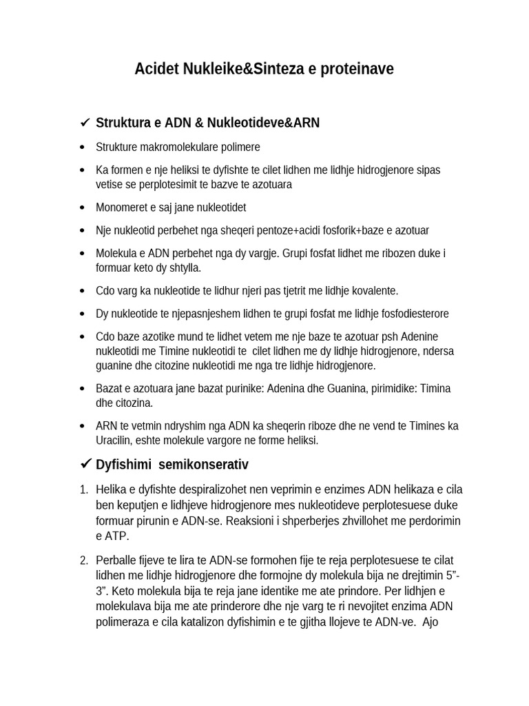 Acidet Nukleike&Sinteza e Proteinave | PDF