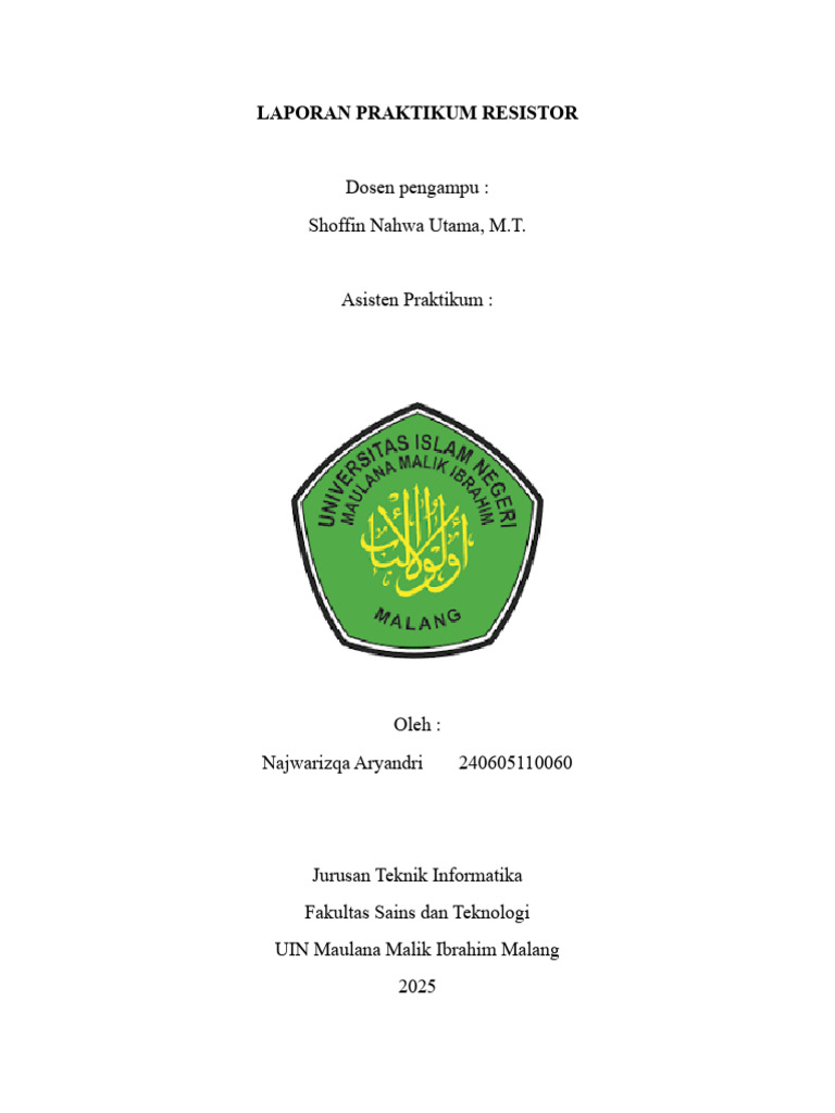 NAJWA RIZQA 240605110060 LAPRAK DIGITAL SISTEM RESISTOR (1) | PDF