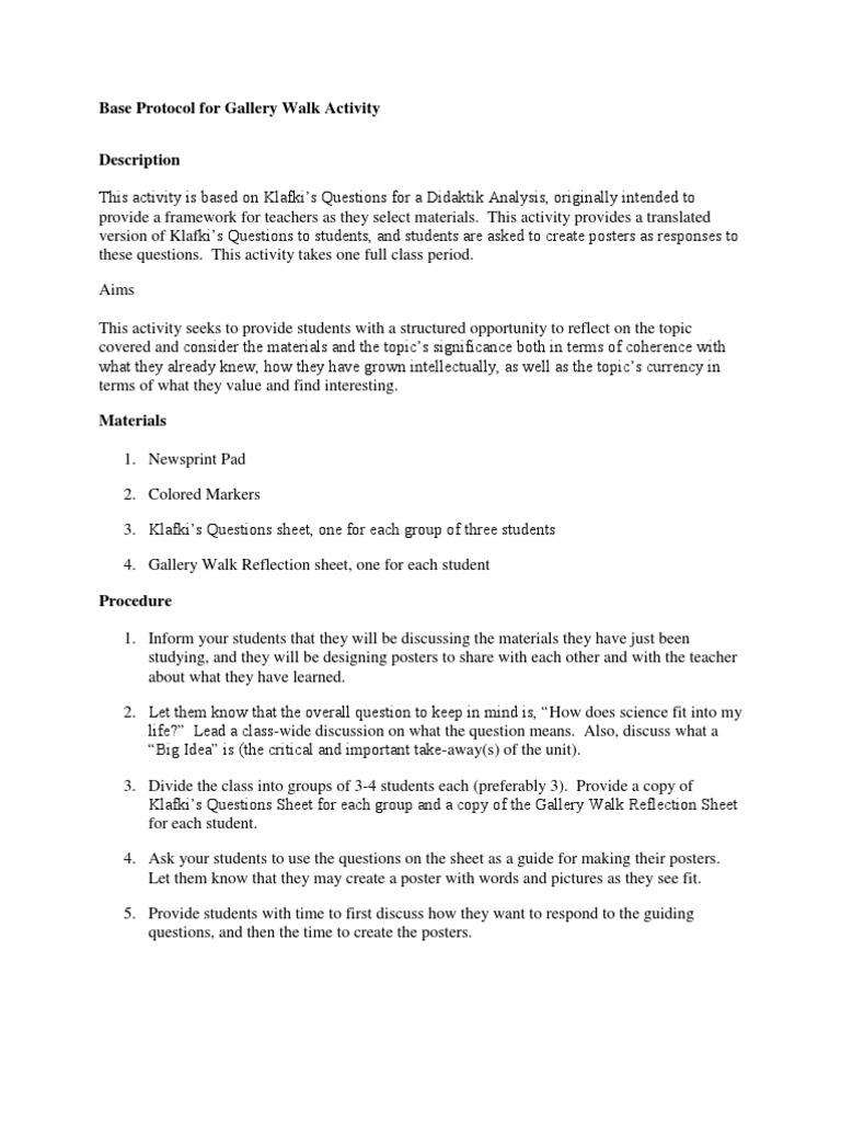 Big Idea Gallery Walk Activity | Lesson Plan | Epistemology